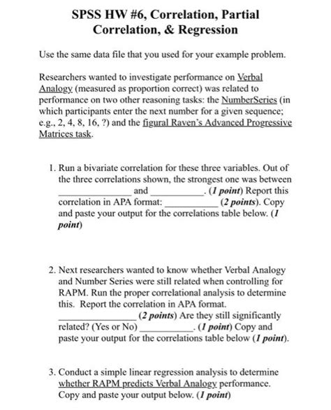 Solved Spss Hw 6 Correlation Partial Correlation And