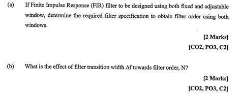 Solved A If Finite Impulse Response FIR Filter To Be Chegg