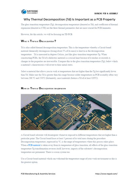 Why Thermal Decomposition Td Is Important As A Pcb Property Download Free Pdf Printed