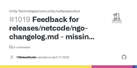Feedback For Releases Netcode Ngo Changelog Md Missing Changelog For NGO Issue
