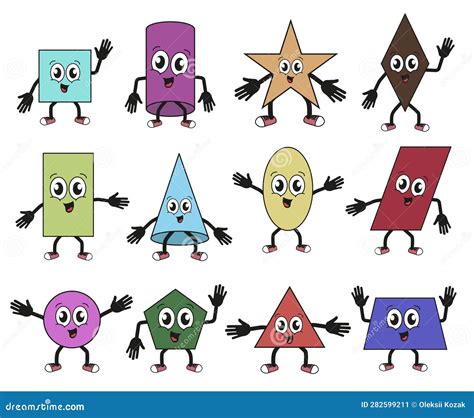 Cartoon Vector Illustration Of Basic Geometric Shapes Of Funny