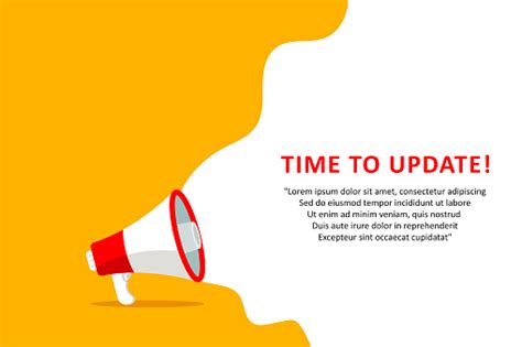 업데이트할 시간 확성기가 있는 배너 말풍선 배너를 업데이트할 시간입니다 소매 쇼핑 온라인 마케팅 템플릿 배너 포스터 및 배경에 대 한 벡터 그림 개념에 대한 스톡 벡터 아트