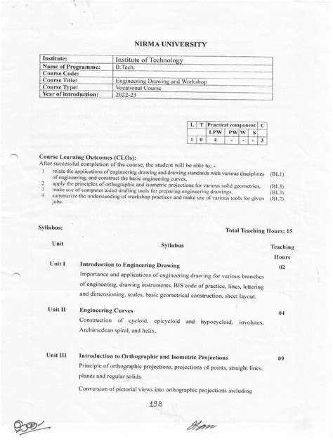 Engineering Drawing And Workshop Syllabus Pdf