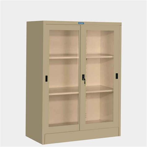 ตู้เหล็กบานเลื่อนกระจกทรงกลาง Mkas C31 ไซซ์มินิมอล เลือกได้ 15 สี