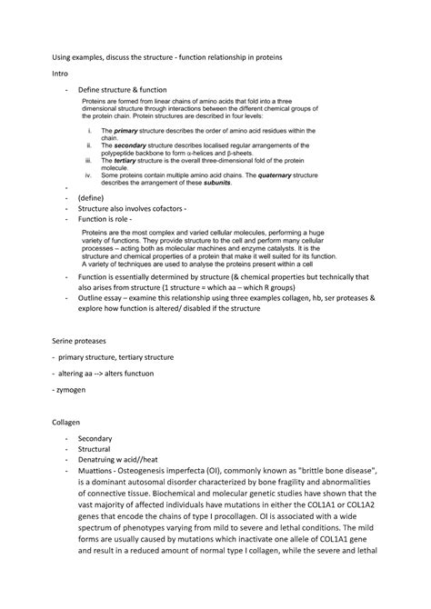 Proteins Structure And Function Using Examples Discuss The Structure