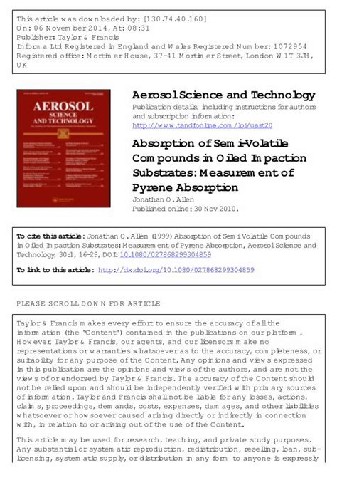 Pdf Absorption Of Semi Volatile Compounds In Oiled Impaction