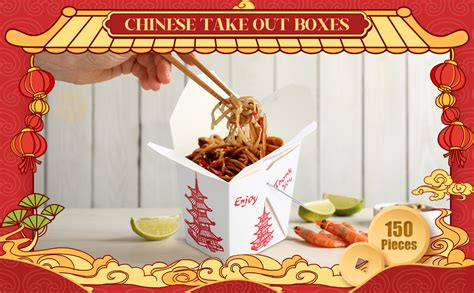 Nitial 150 Pcs 8 Oz Chinese Take Out Boxes Pagoda Take Out