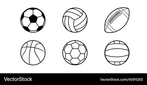 A Set Of Black And White Sports Balls Royalty Free Vector