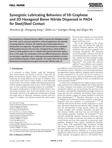 Synergistic Lubricating Behaviors Of 3d Graphene And 2d Hexagonal Boron Nitride Dispersed In