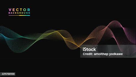 부드러운 물결 모양의 선 밝은 파란색 녹색 노란색 분홍색 자주색 파도의 구성은 작은 점 검은 배경 부드러우면서도 고급스러운 질감의 소재로 디자인되었습니다 고속도로에 대한