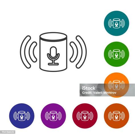 회색 음성 길잡이 라인 아이콘 흰색 배경에 고립입니다 음성 제어 사용자 인터페이스 스마트 스피커 벡터 일러스트 0명에 대한 스톡 벡터 아트 및 기타 이미지 Istock