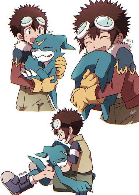 V Mon And Motomiya Daisuke Digimon And More Drawn By Gdn Danbooru