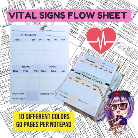 Nursing Flow Sheet Vital Signs 60 Sheets Monitoring Notepad Shopee
