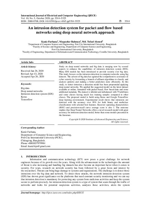 Pdf An Intrusion Detection System For Packet And Flow Based Networks Using Deep Neural Network