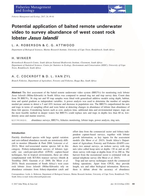 Pdf Potential Application Of Baited Remote Underwater Video To Survey Abundance Of West Coast