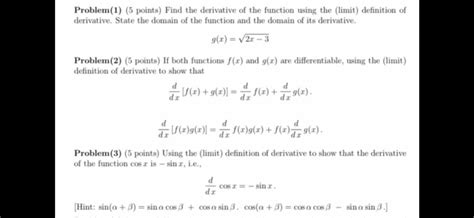 solved problem 1 5 points find the derivative of the
