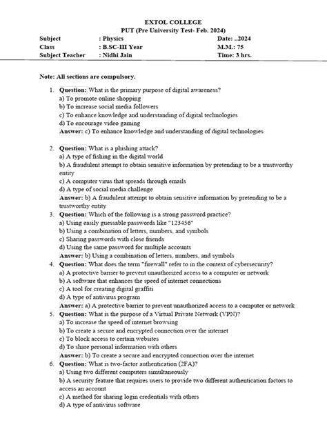 Mcq Dig Pdf Security Computer Security