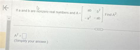 Solved LarrIf A And B Are Nonzero Real Numbers And Chegg