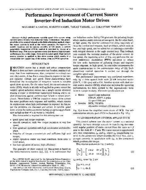 Pdf Performance Improvement Of Current Source Inverter Fed Induction Motor Drives