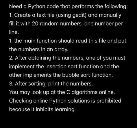 Solved Write A Python Code That Performs The Following1