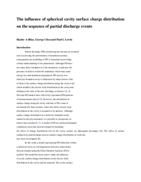 Pdf The Influence Of Spherical Cavity Surface Charge Distribution On The Sequence Of Partial
