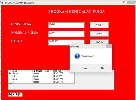 Program Penjualan Pulsa Bagus Pradana Stmik Pringsewu