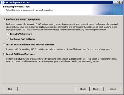 56932 A Sas® 94 Install Might Not List The Perform A Planned Deployment Option In Order To