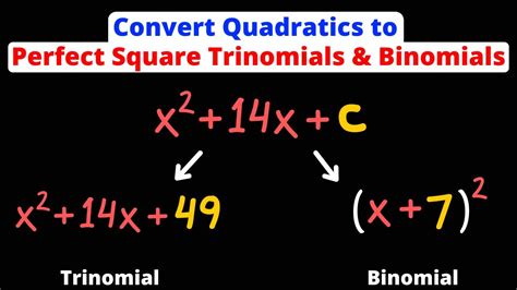Convert Quadratics To Perfect Square Trinomials And Binomials Find C