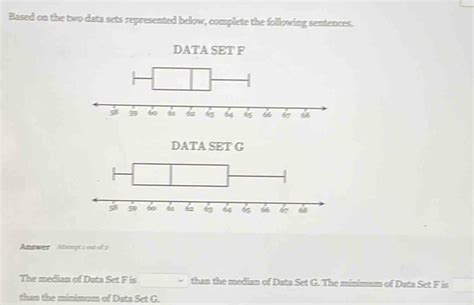 Based On The Two Data Sets Represented Below Complete The Following Sentences Data Set