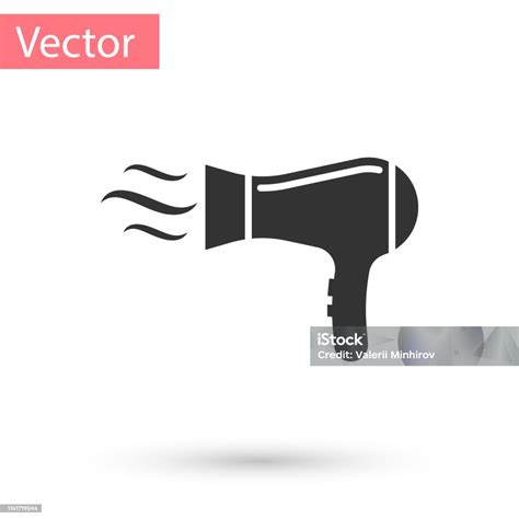 회색 헤어 드라이어 아이콘 흰색 배경에 고립입니다 헤어 드라이어 기호입니다 머리 건조 기호입니다 뜨거운 공기를 불어 벡터 일러스트 개념에 대한 스톡 벡터 아트 및 기타