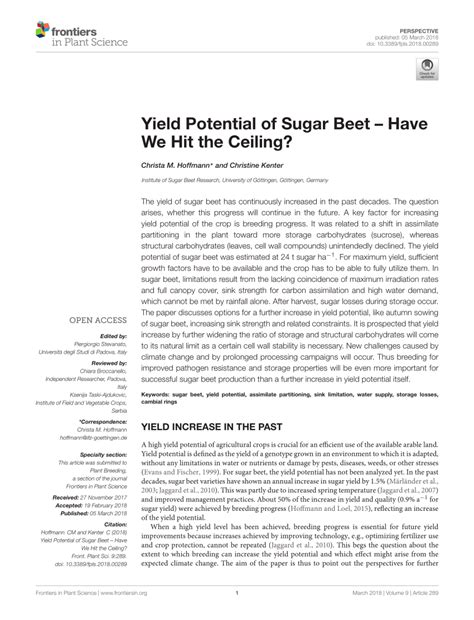 pdf yield potential of sugar beet have we hit the ceiling