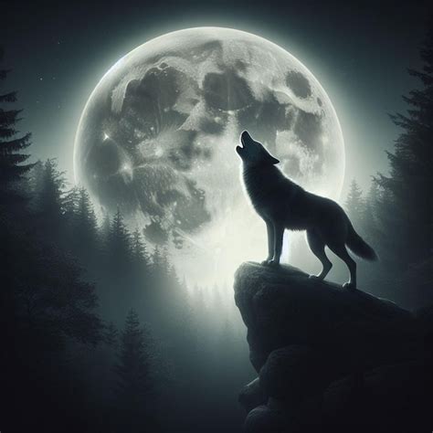 Premium Photo Wolf Howling Under The Full Moon