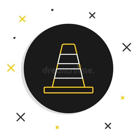 Line Traffic Cone Icon Isolated On White Background Colorful Outline Concept Stock Vector