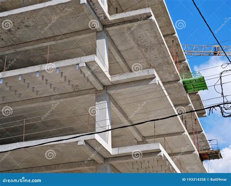 Closeup Of A Reinforce Concrete Frame Structure Of A New Multi Story Apartment Building In