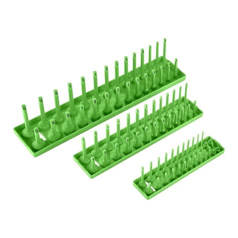 Peg Type Sae Socket Tray 3 Piece Green
