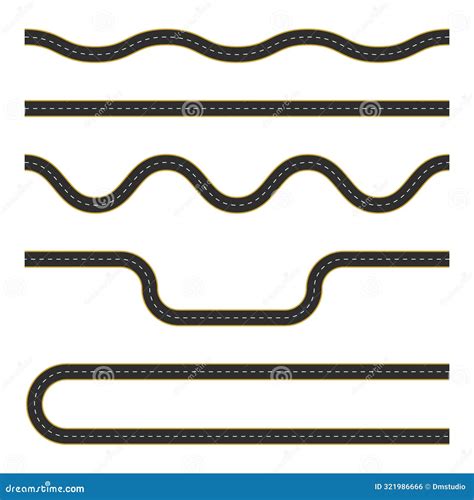 Vector Set Of Curved Roads Stock Vector Illustration Of Pathway