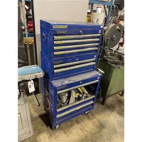 Evercraft Blue 9 Drawer Mobile Industrial Tool Box With Assorted Tool