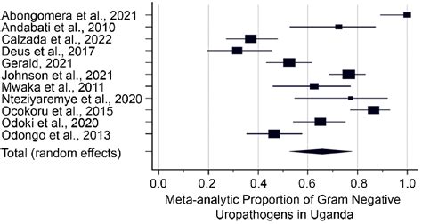 Showing Forest Plot For The Meta Analytic Prevalence Of Gram Negative Download Scientific