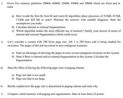 Solved I Iii Ii Let S Consider A System With 100 Bytes Chegg Com