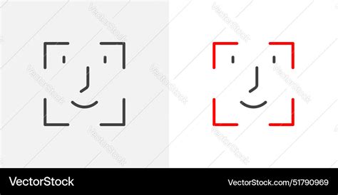 Face Id Line Icon Set Royalty Free Vector Image