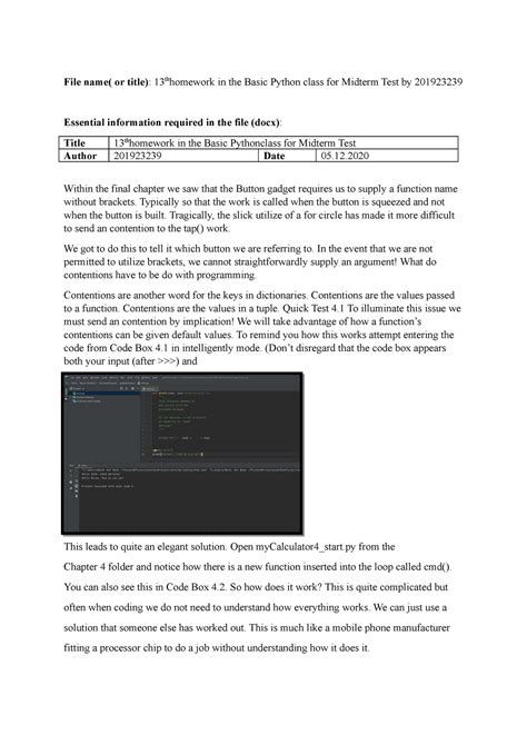 13thhomework In The Basic Python Class For Midterm Test By 2019 23235 Within The Final Chapter