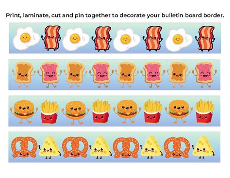 Cute Food Pairs Bulletin Board Borders By Farmcatcreations Tpt