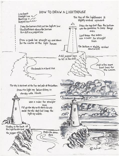 How To Draw Worksheets For The Babe Artist How To Draw A Lighthouse
