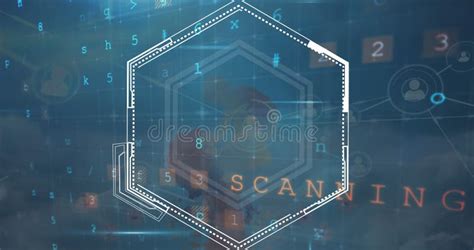 Composite Of Cyber Attack Warning Text Digital Data Processing With Network Of Connections