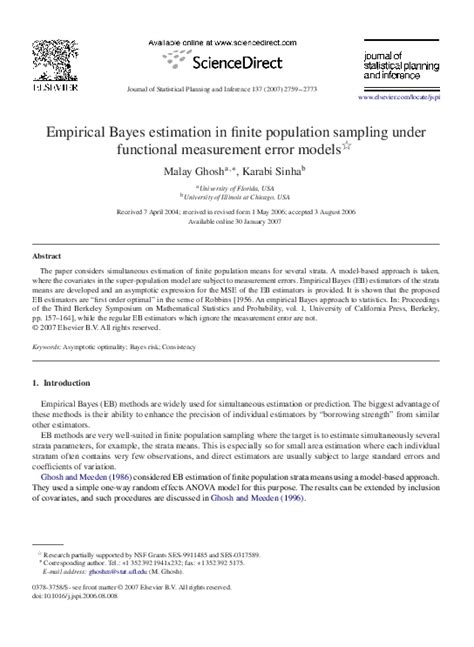 Pdf Empirical Bayes Estimation In Finite Population Sampling Under Functional Measurement