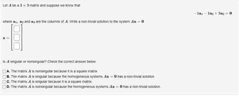 solved let a be a 3 x 3 matrix and suppose we know that laj