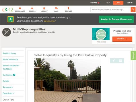 Ck 12 Algebra Inequalities With The Distributive Property Unit Plan For 9th 10th Grade