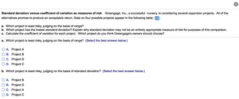 Solved Standard Deviation Versus Coefficient O Variation As