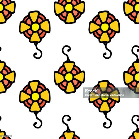 황금 질서의 패턴 낙서 스타일로 그려진 노란색 십자가 형 메달의 매끄러운 패턴은 우승자의 디자인 템플릿을 위해 흰색에 있습니다 Championship에 대한 스톡 벡터 아트