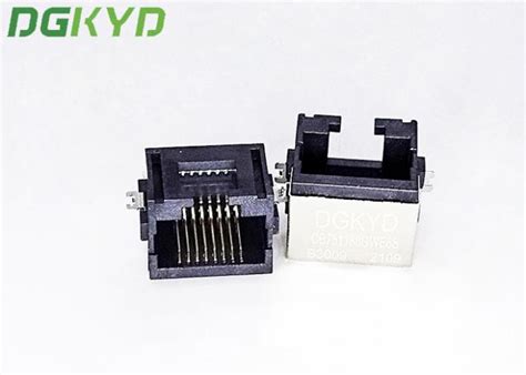 Single Port Tab Up Smt Rj45 Connector Socket With Led Sink Plate 7 5